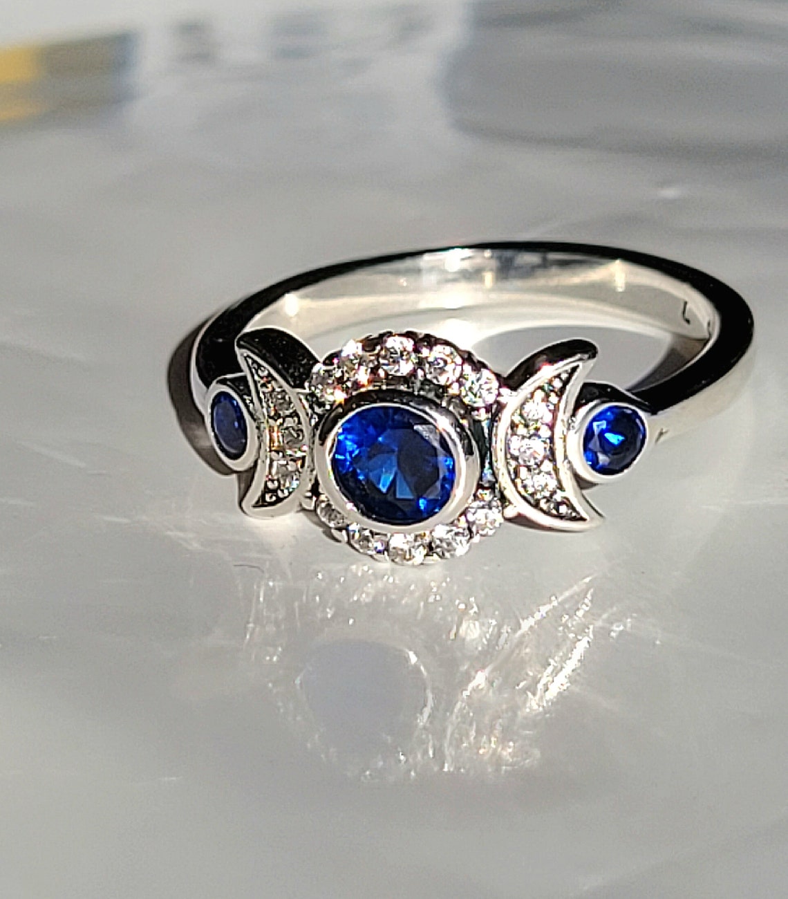 Triple Moon Ring Sterling Silver 925 Princess Ring - Etsy