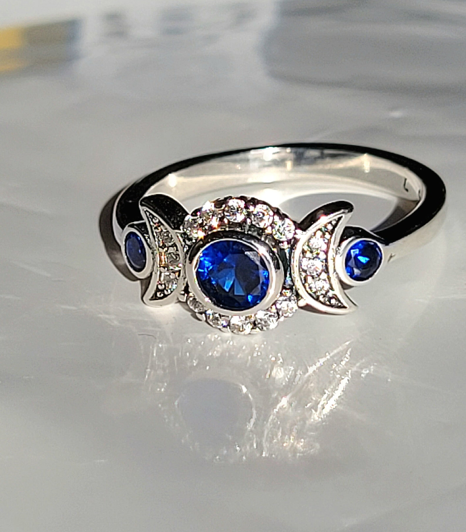 Triple Moon Ring Sterling Silver 925 Princess Ring - Etsy