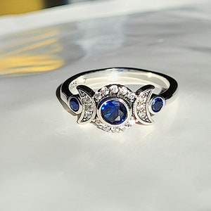 Triple Moon Ring Sterling Silver 925 Princess Ring - Etsy
