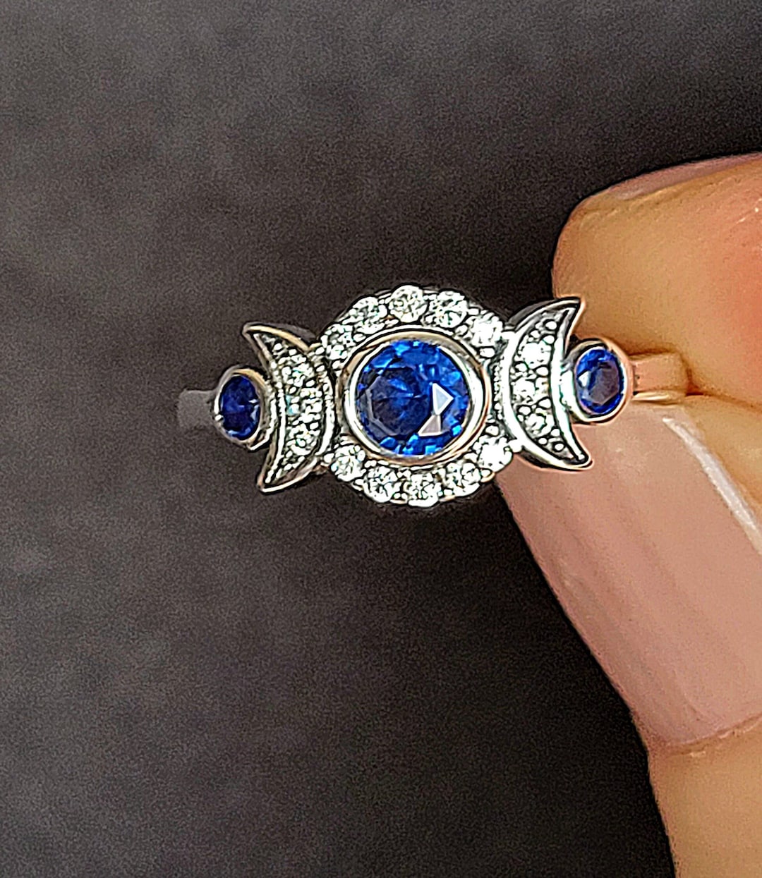 Triple Moon Ring Sterling Silver 925 Princess Ring - Etsy