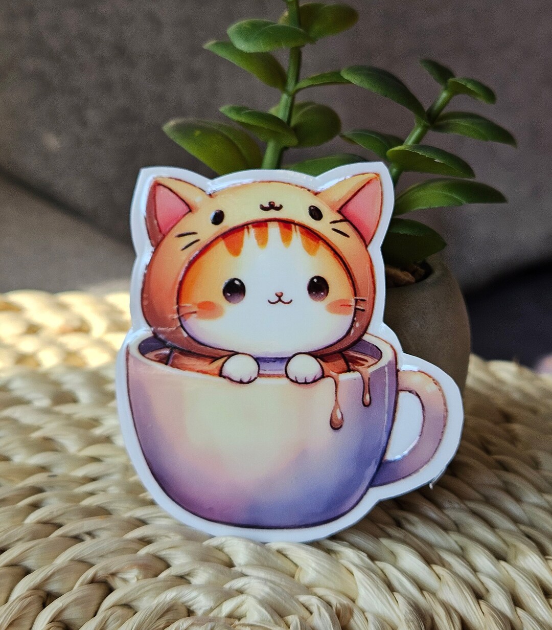Chibi Cats in Food Costume Stickers, Tumbler Stickers, Water Bottle ...