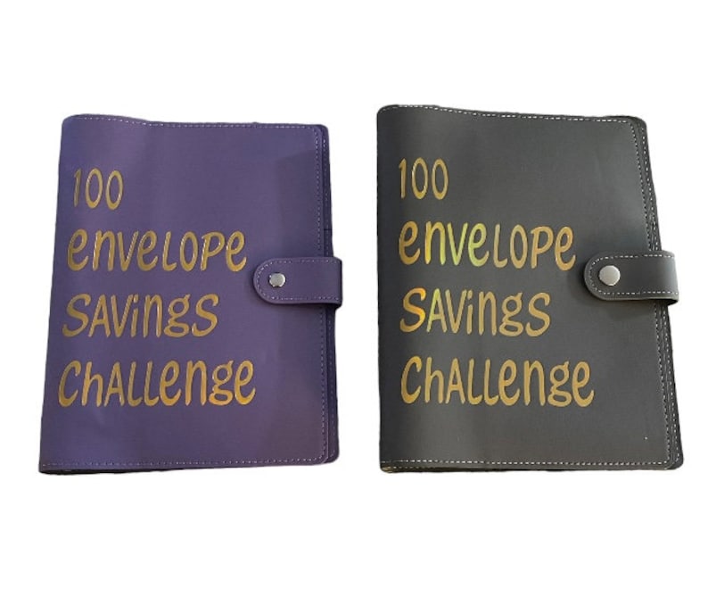 100 Envelope Savings Challenge Binder- Colors Purple, Grey - Etsy