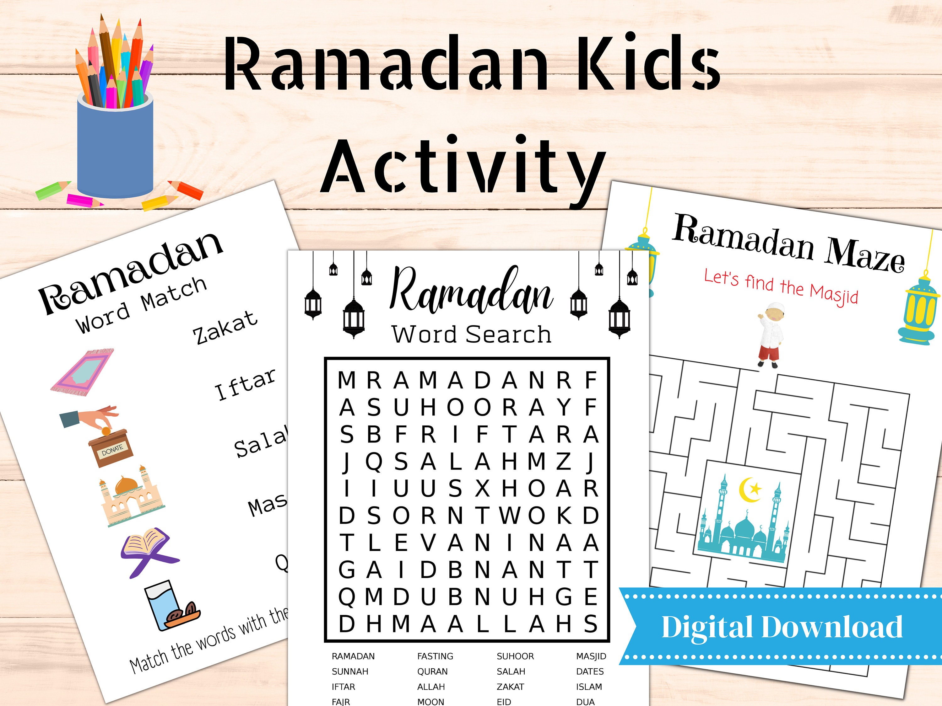Ramadan Printable Activity for Kids, 3 Set - Etsy