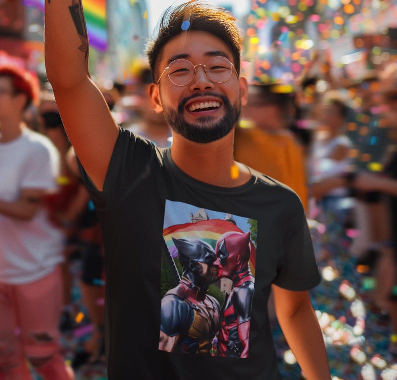 Superhero Gay Pride Kiss Short Sleeve T-shirt - Etsy