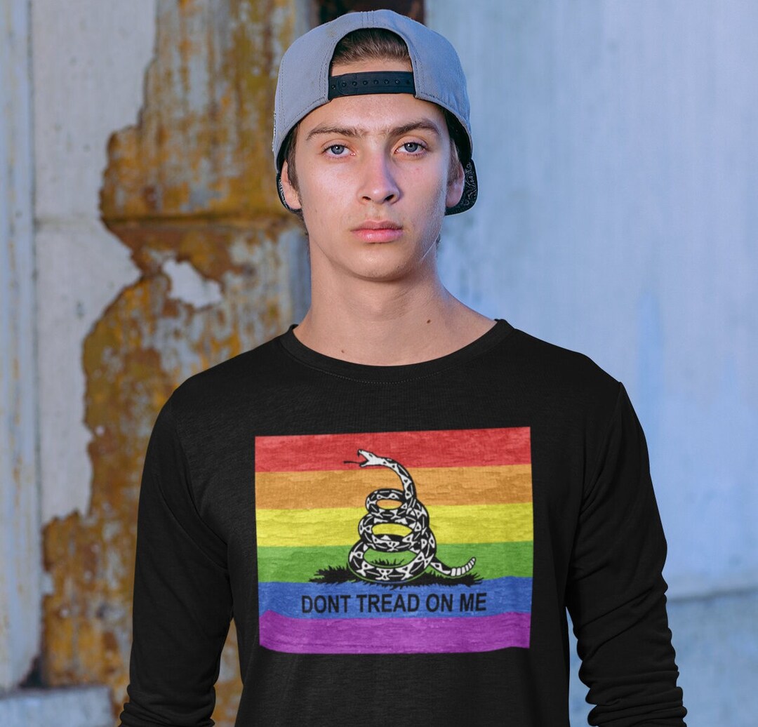 Dont Tread On Me Rainbow Lgbtq Pride Adult Ultra Cotton Long Etsy