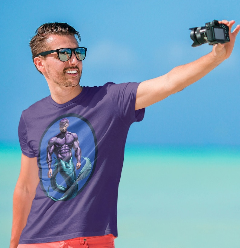 Purple Merman Short Sleeve T-shirt - Etsy UK
