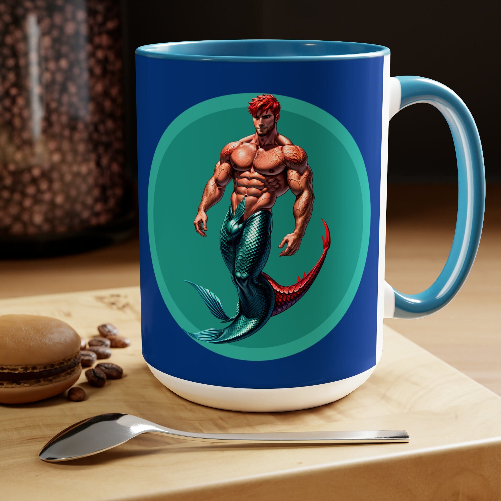 Red Merman Two-tone Coffee Mugs, 15oz - Etsy