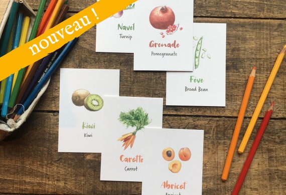 Learn Fruits & Vegetables Bilingual French-english 16 | Etsy