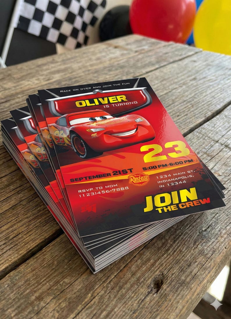 Lightning Mcqueen Birthday Invites (DIGITAL DOWNLOAD ONLY) - Etsy