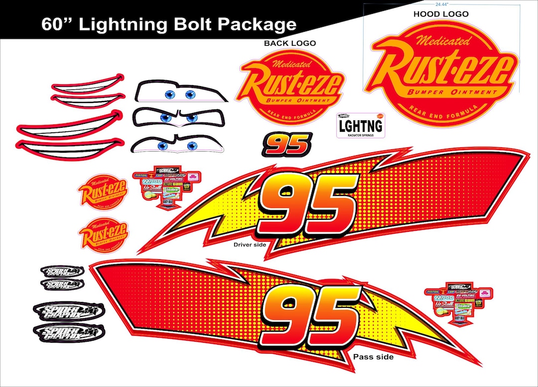 Lightning Mcqueen Decals 60" - Etsy