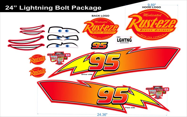 Lightning Mcqueen Decals 24" - Etsy