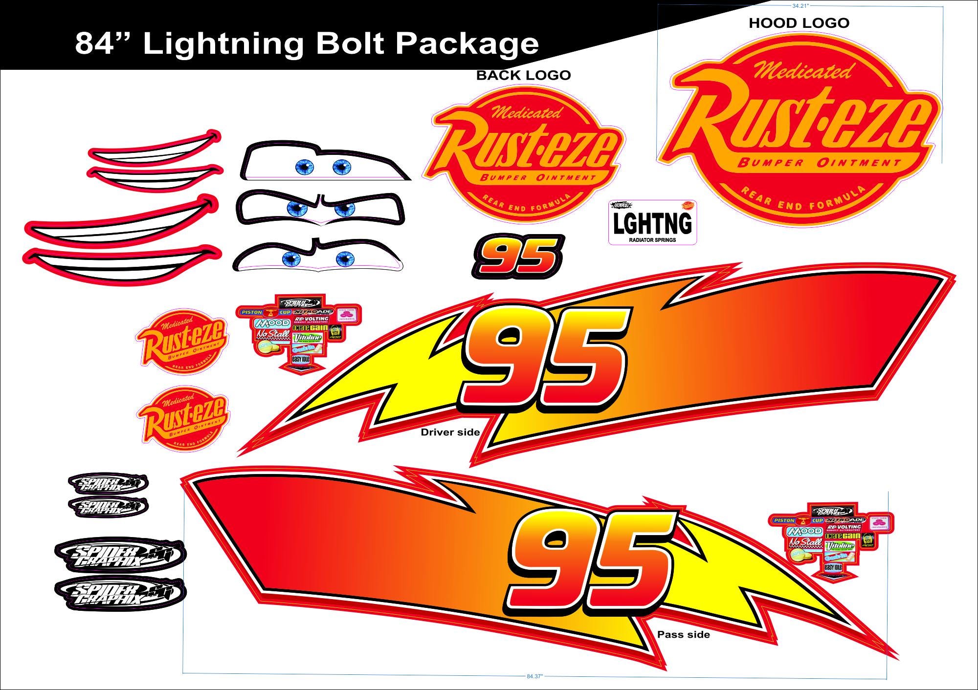 Lightning Mcqueen Decals 84" - Etsy