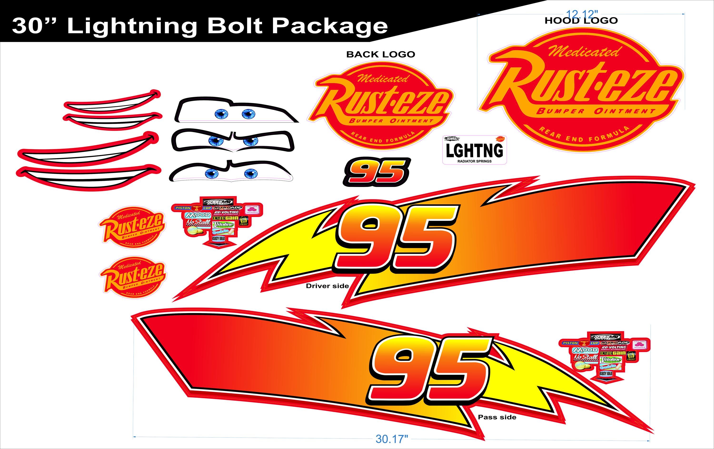 Lightning Mcqueen Decals 30" - Etsy