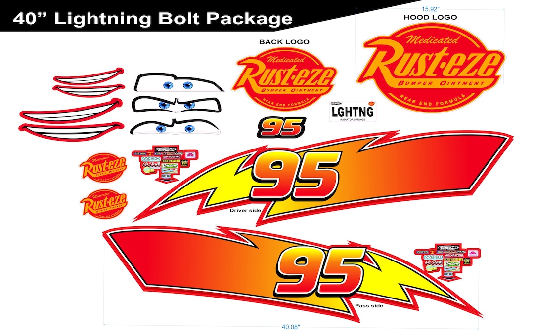 Lightning Mcqueen Decals 40" - Etsy