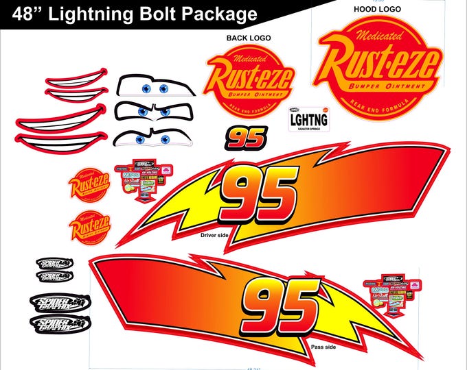 Lightning Mcqueen Decals 48" - Etsy