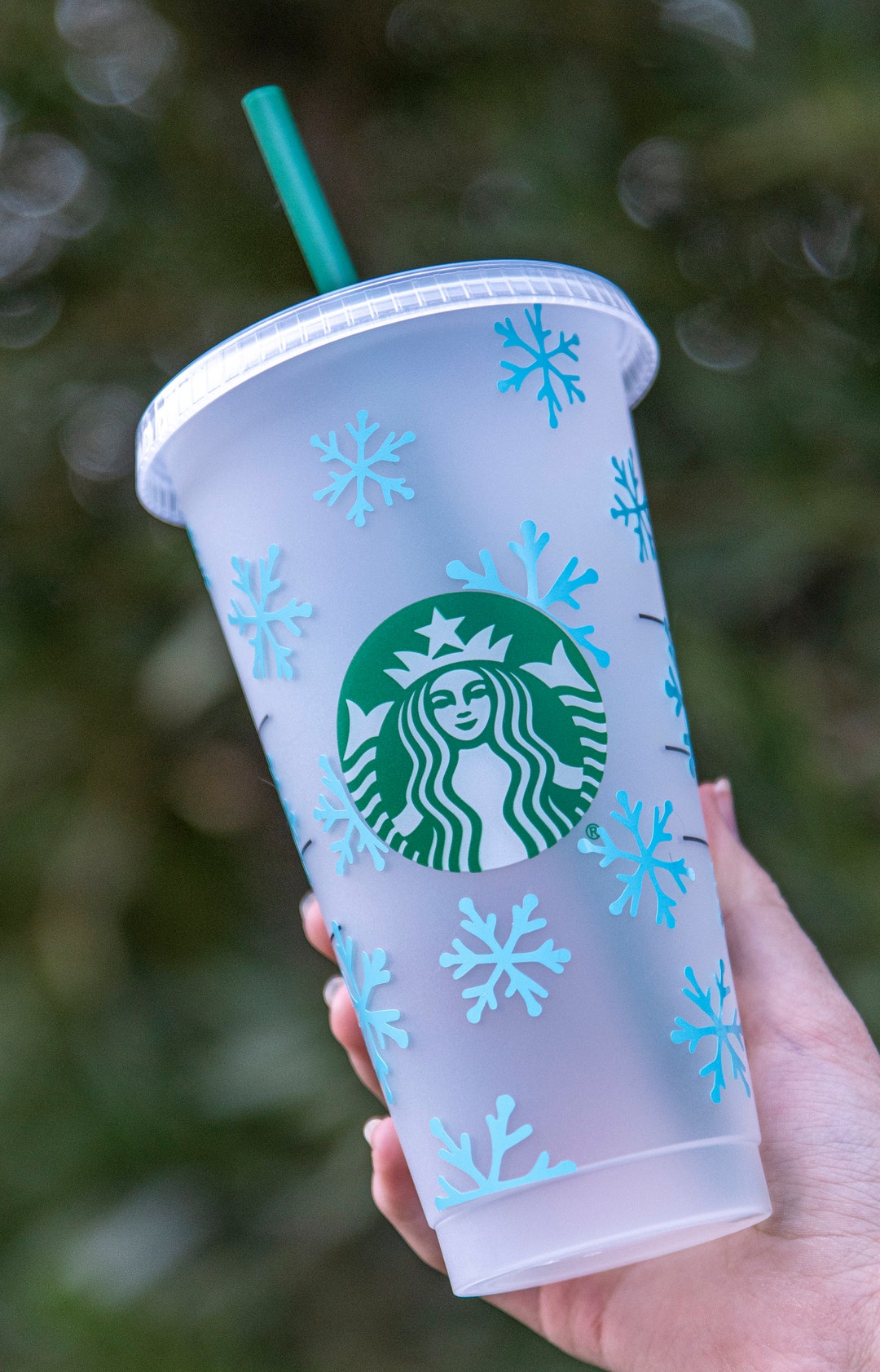 Snowflakes Starbucks Cold Cup - Etsy