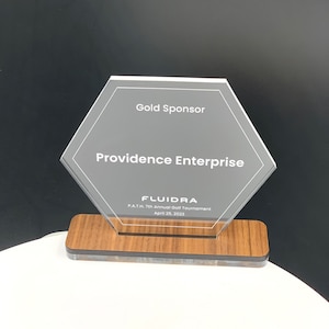 Hexagon Acrylic Trophy With Wood Base / Science Award / STEM Award ...