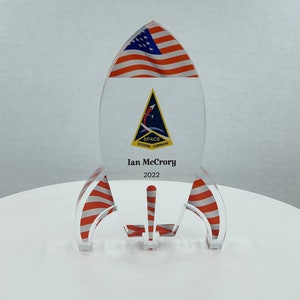 Rocket Trophy / USA Flag Themed Trophy / STEM Award / NASA Space Trophy ...