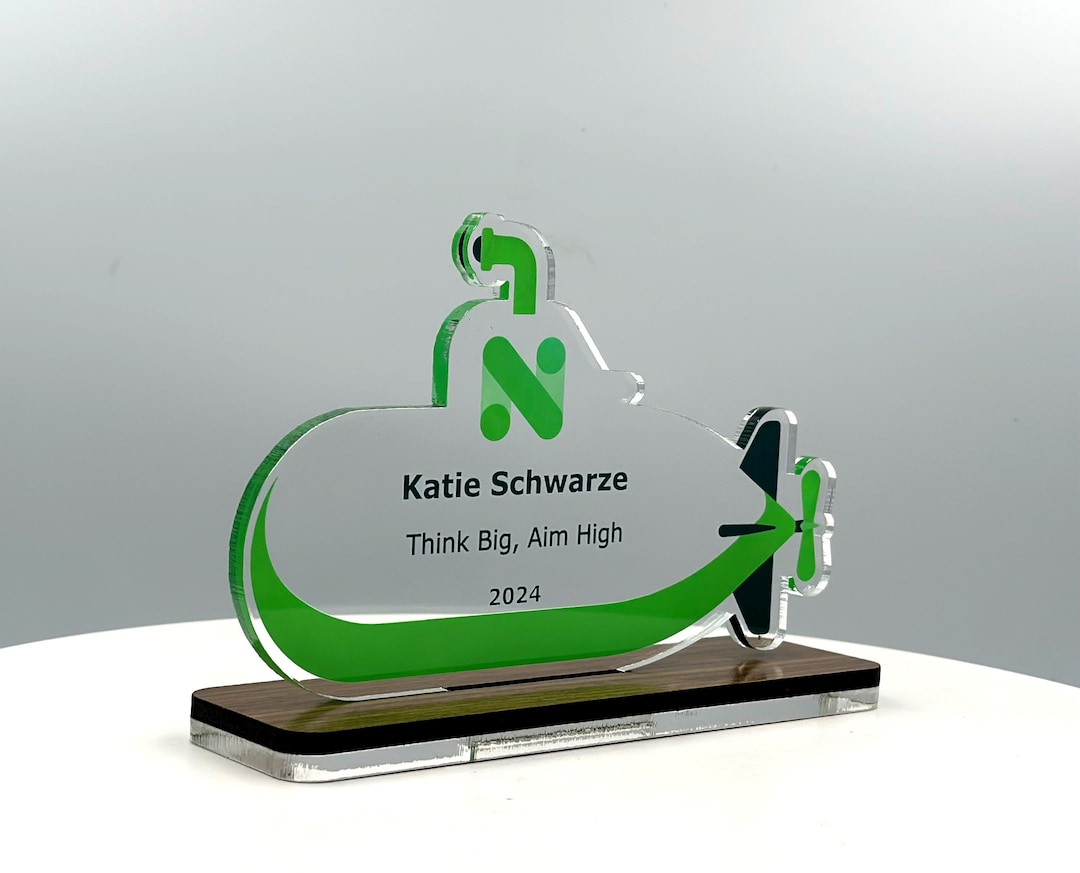 Custom Design Acrylic Trophy With Wood Base/employee Recognition Award ...