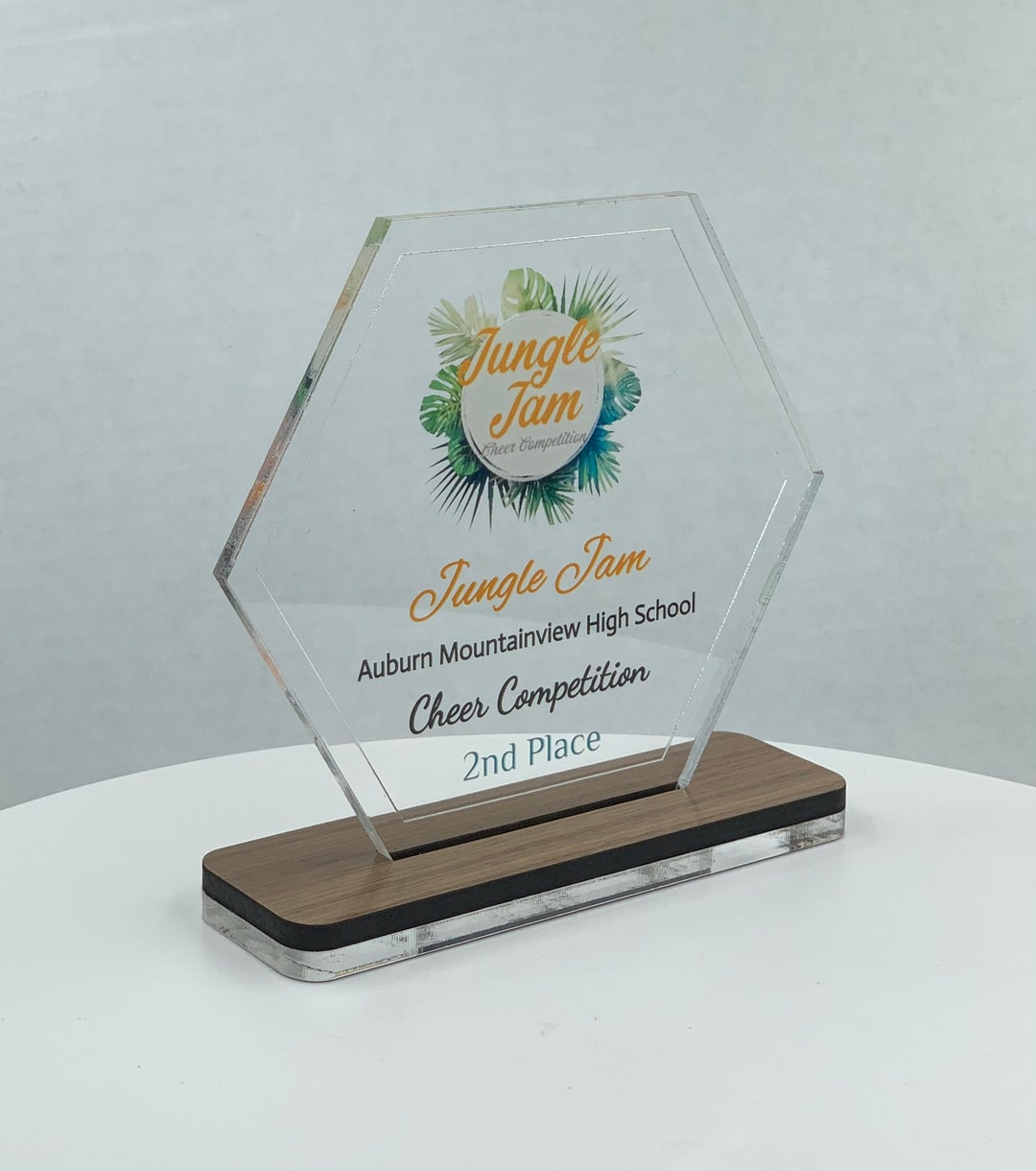 Hexagon Acrylic Trophy With Wood Base / Science Award / STEM - Etsy