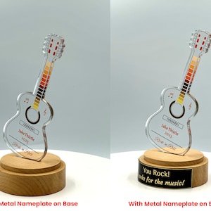 Guitar Acrylic Trophy With Solid Round Wood Base / Music Award ...