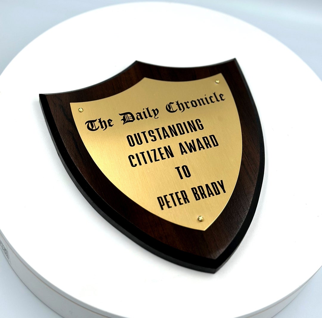 Shield Trophy Plaque Award - Walnut / Cherry Trophy Plaque With Gold ...