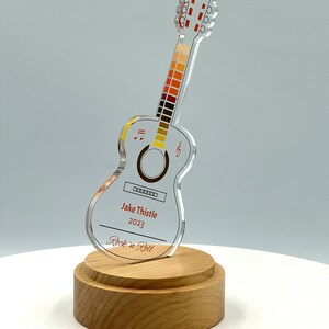 Guitar Acrylic Trophy With Solid Round Wood Base / Music Award ...