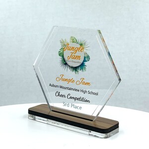Hexagon Acrylic Trophy With Wood Base / Science Award / STEM Award ...