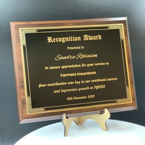 Personalized Engraved Trophy Plaque Award Walnut / Cherry Trophy Plaque ...