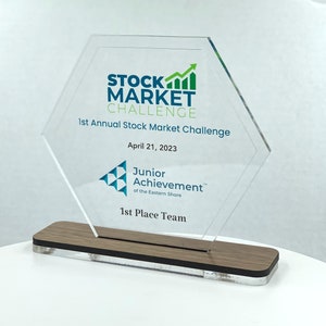 Hexagon Acrylic Trophy With Wood Base / Science Award / STEM Award ...