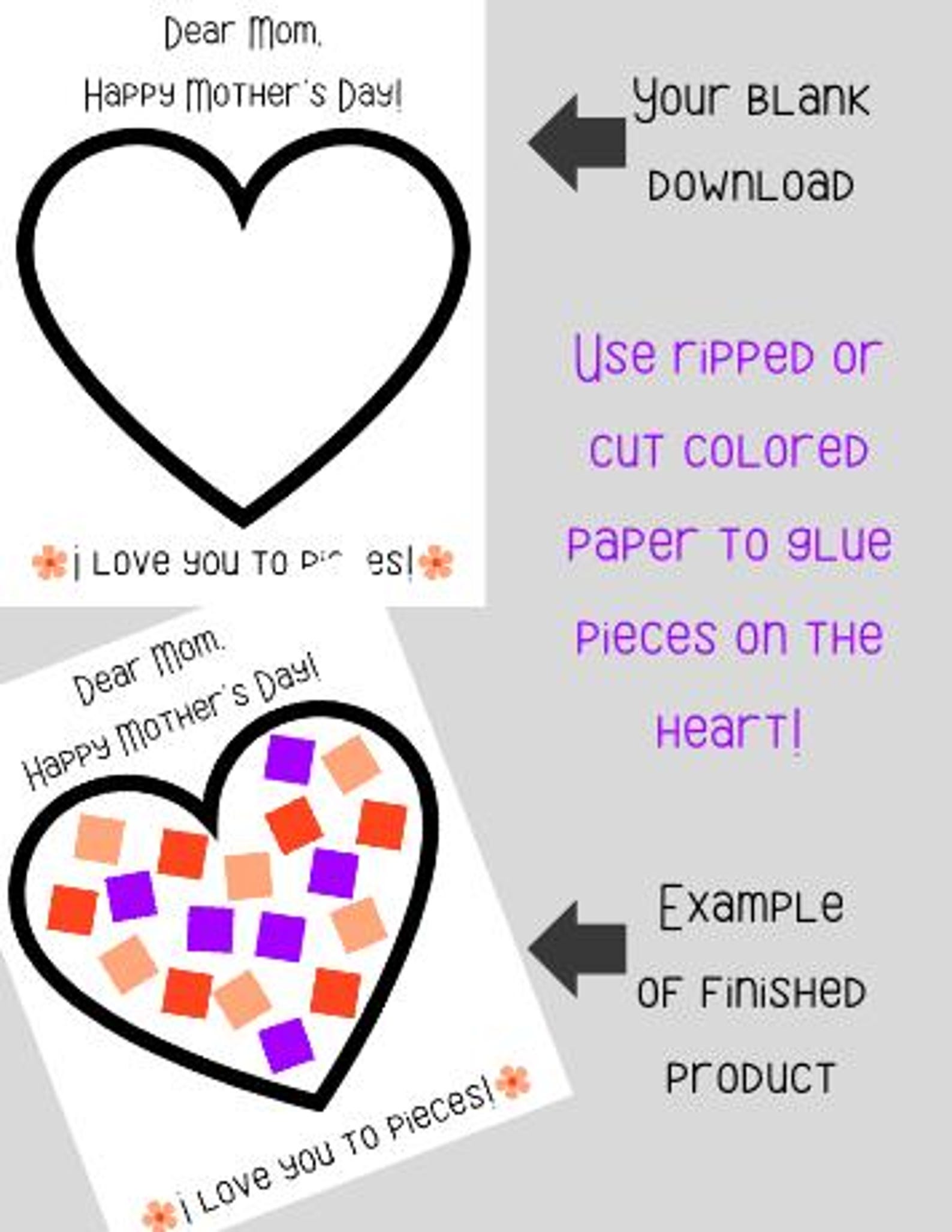 Mother's Day Craft and Keepsake - I Love You to Pieces - Etsy