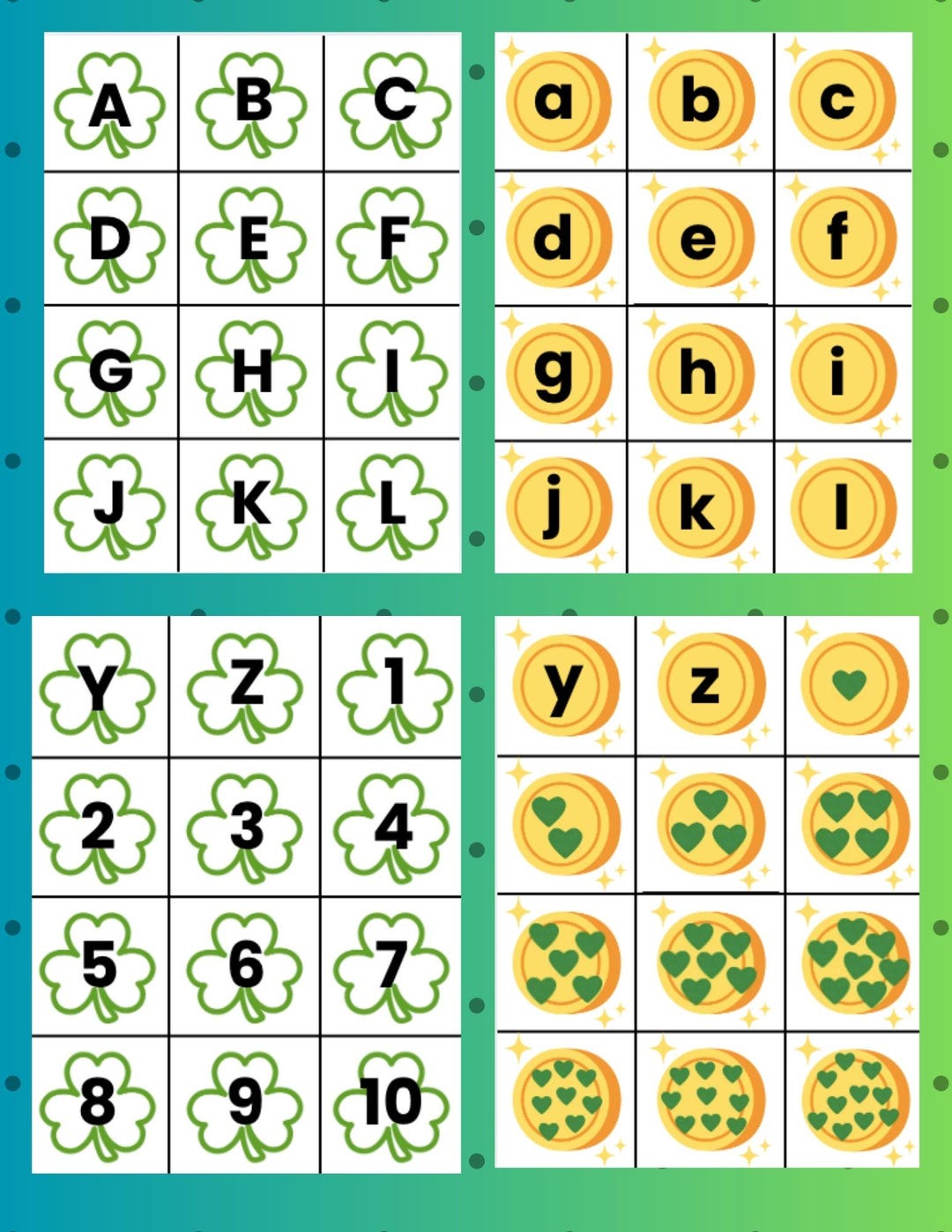 St. Patrick's Day Uppercase/lowercase and Number Match - Etsy