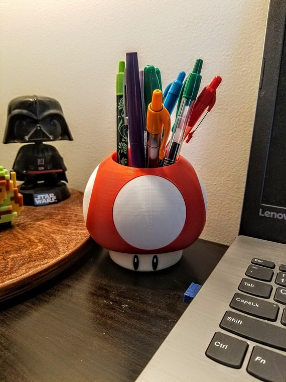 Mushroom Pen Holder Desk organizer Video Game Inspired Gift for Gamers