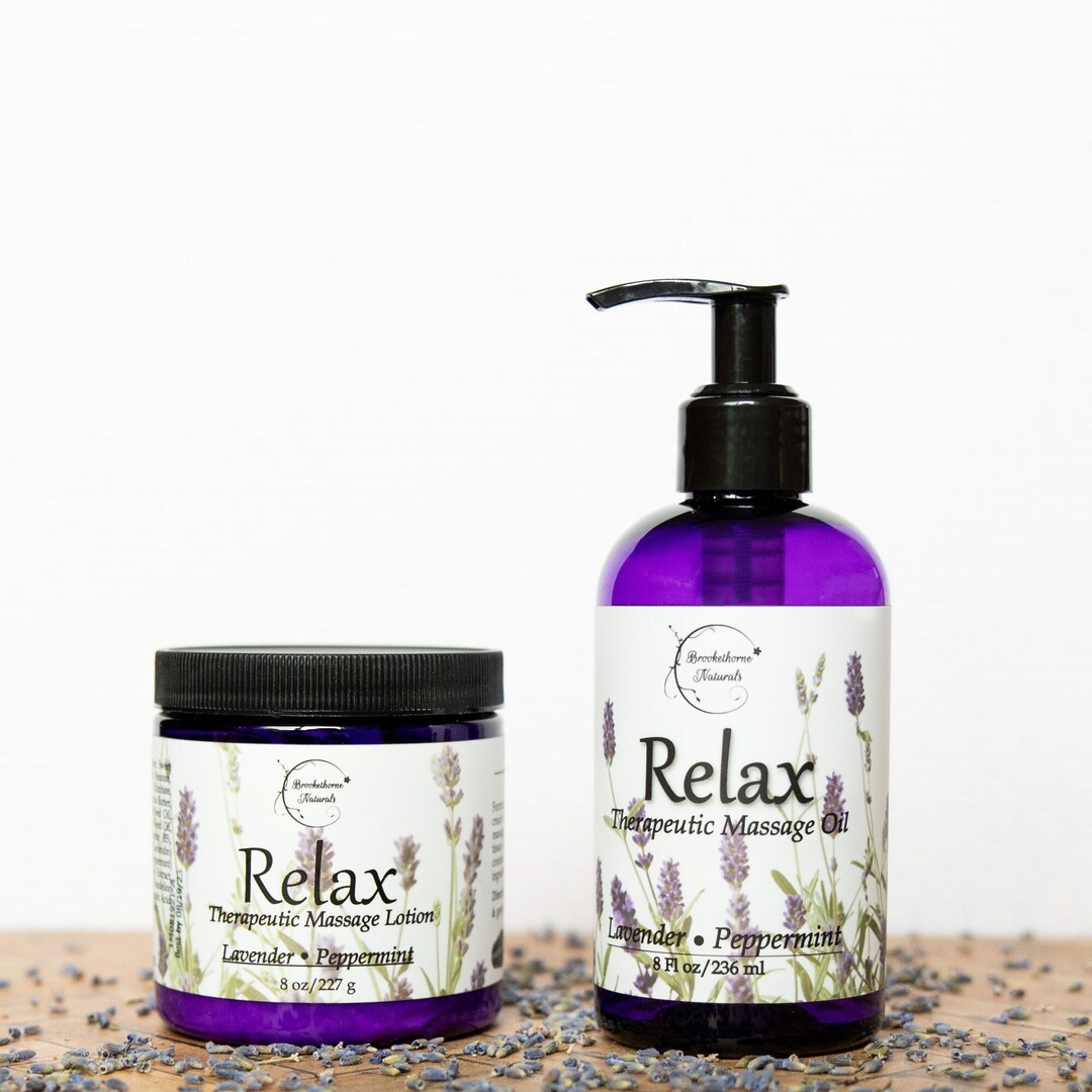 Massage Oil and Lotion Bundle- Therapeutic & All Natural - Enriched ...