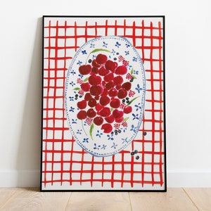 Cherries Poster | Cherry Wall Art Print | Fruit Market Print ...
