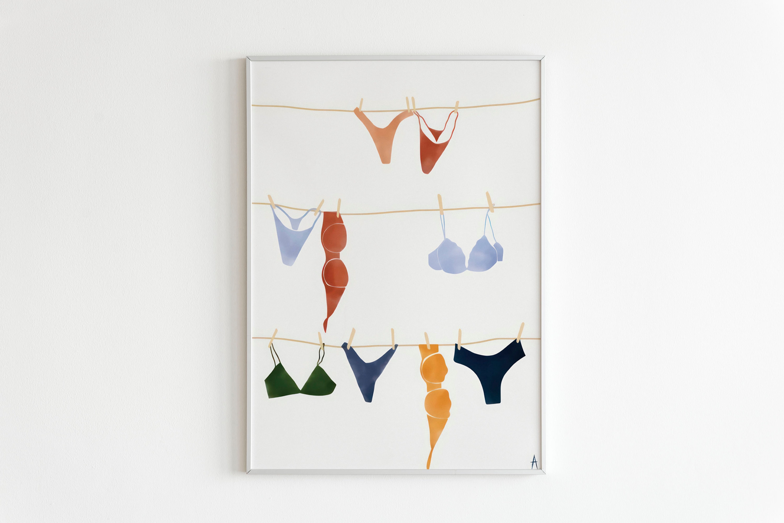 Hanging Bikini Poster | Bikini on Clothesline Print | Feminist Wall Art ...