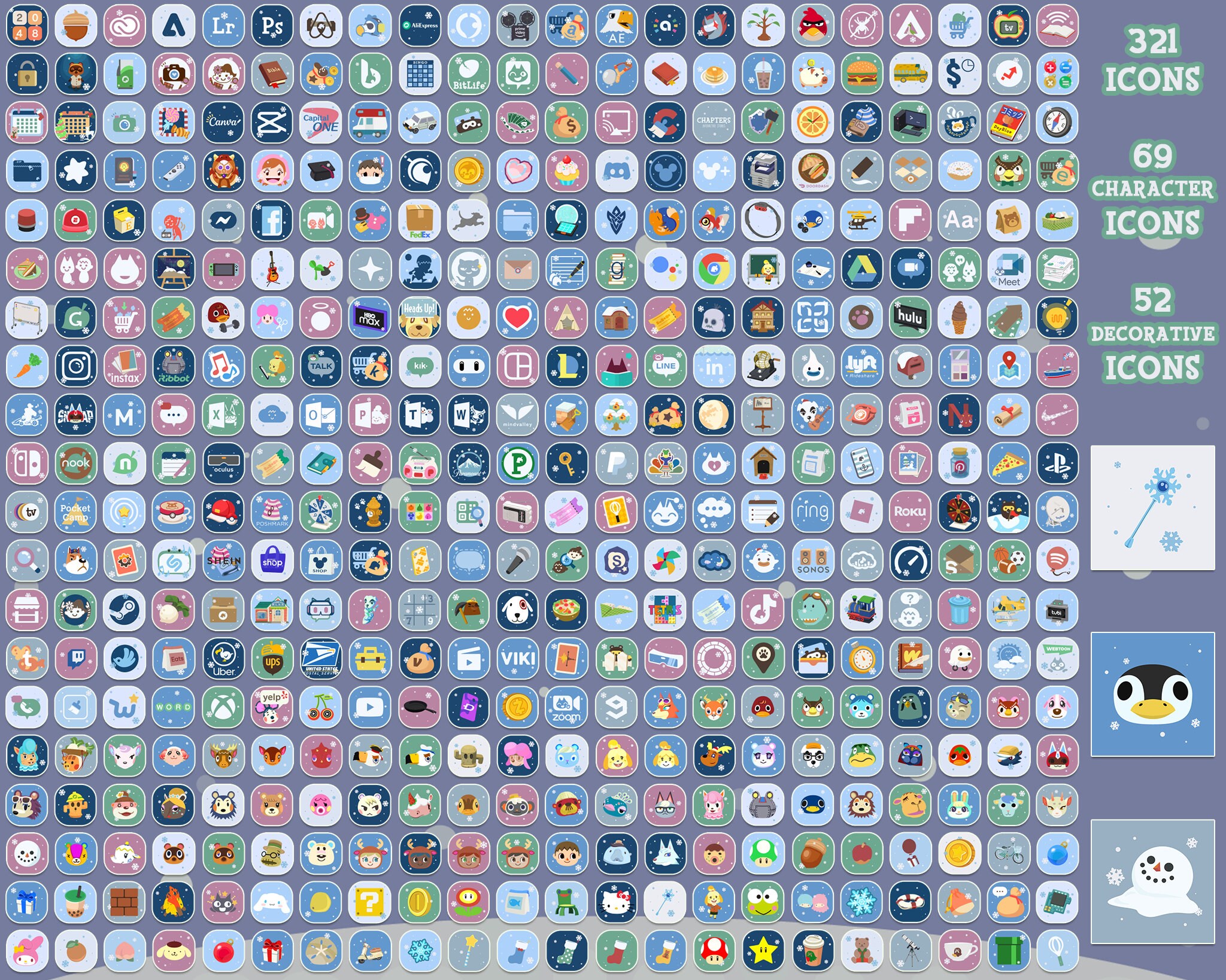 Iphone Ios App Icons Animal Crossing Winter Edition 400 - Etsy Canada