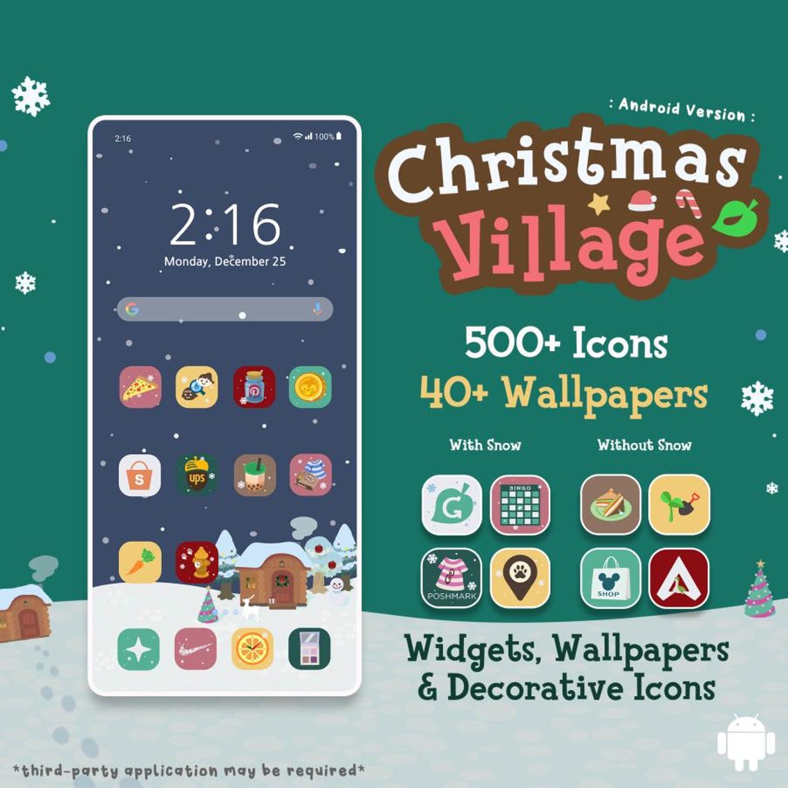 Christmas Village Icon Pack - Wallpapers and Widgets - Android - Etsy