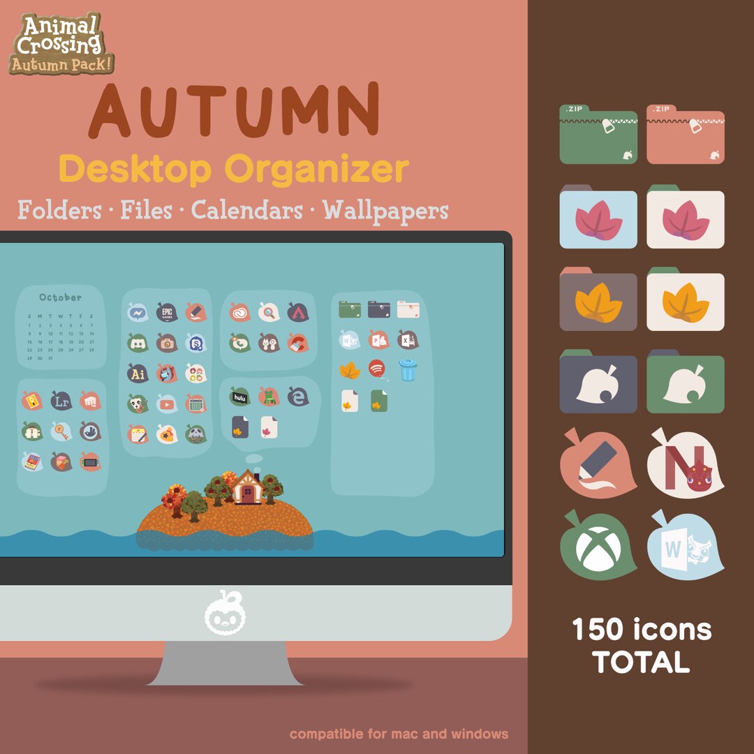 Desktop Organizer Animal Crossing Autumn Edition 156 Icons With ...