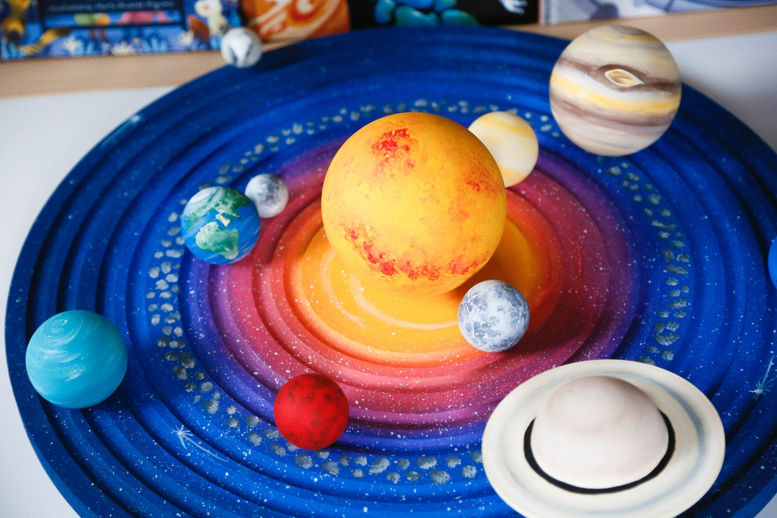 Painted LARGE Wooden Planets, Wood Solar System Set (no Board ...