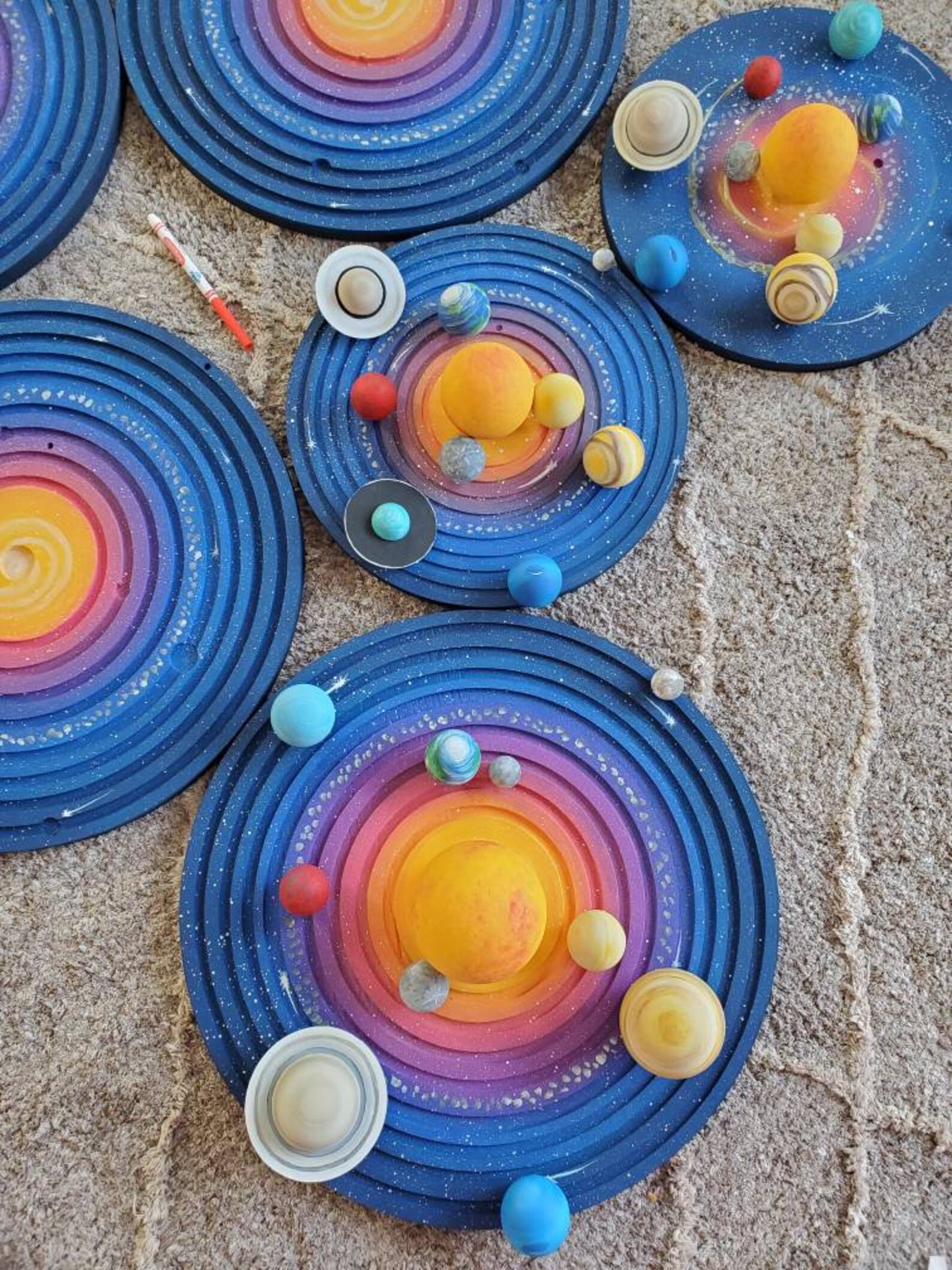 Medium Painted Wood Planets Wooden Solar System Set no | Etsy Canada