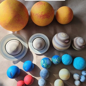 Medium Painted Wood Planets, Wooden Solar System Set (no Board ...