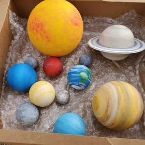 Painted LARGE Wooden Planets, Wood Solar System Set (no Board ...