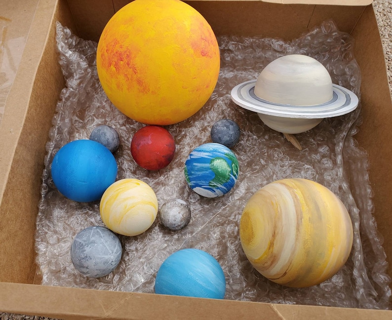 Painted LARGE Wooden Planets, Wood Solar System Set (no Board ...