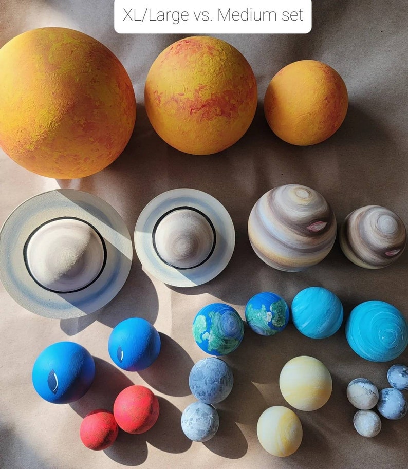 Painted LARGE Wooden Planets, Wood Solar System Set (no Board ...