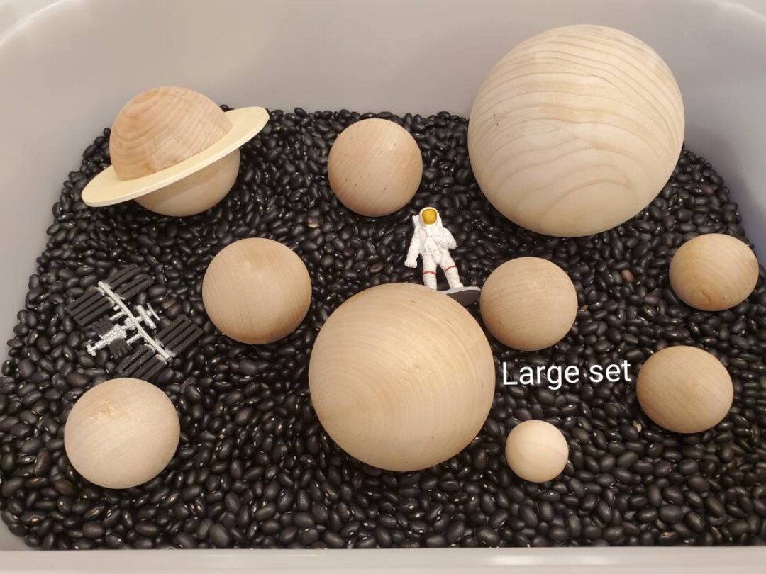 Large Natural Wood, Unpainted Planets (no Board) Wood Solar System Set ...