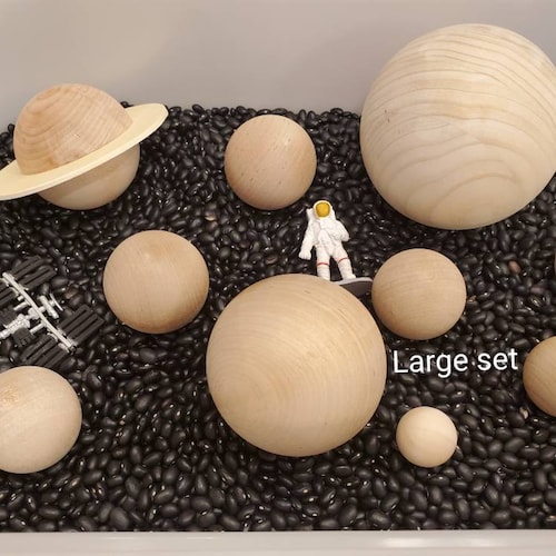 Medium Painted Wood Planets Wooden Solar System Set no - Etsy