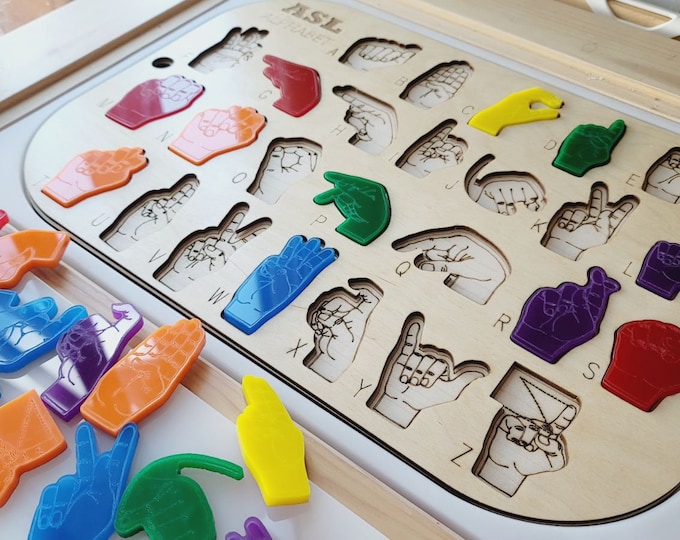 ASL Alphabet Letter Puzzle Board (board Only) | Flisat Table Insert ...