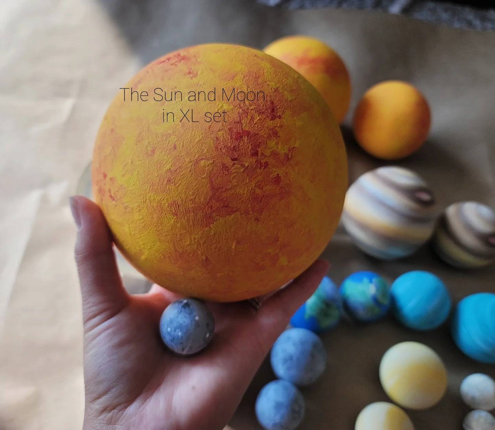 Painted LARGE Wooden Planets Wood Solar System Set no - Etsy