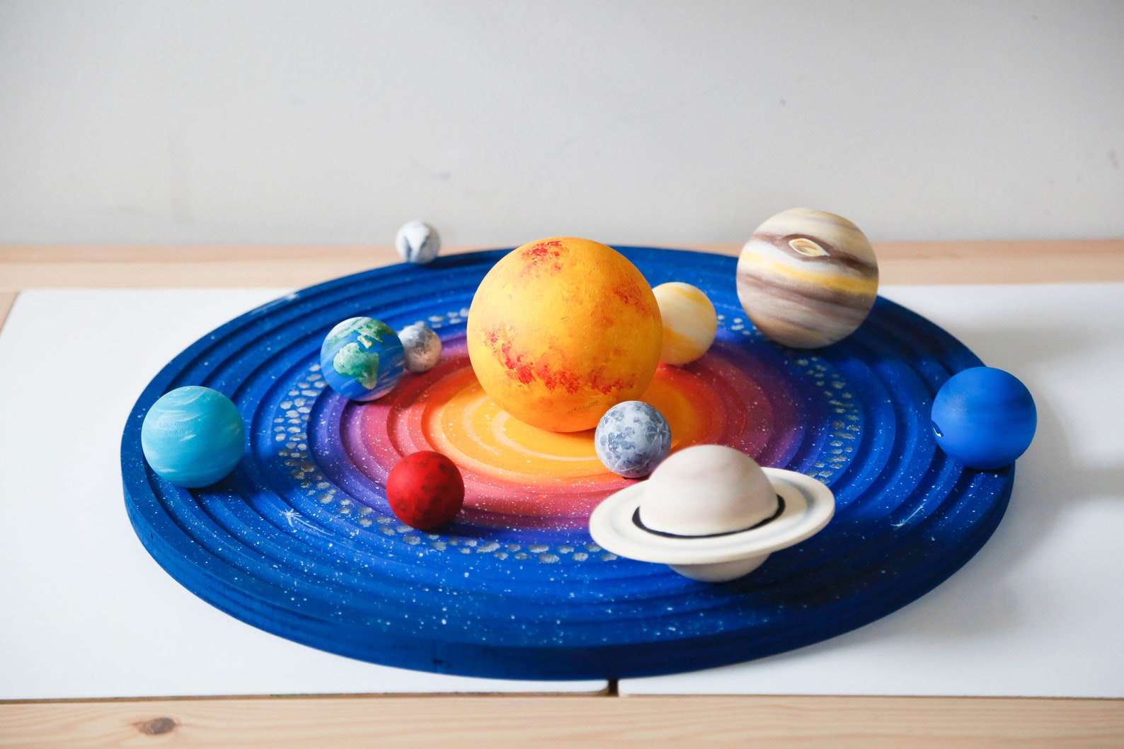 Painted LARGE Wooden Planets, Wood Solar System Set (no Board ...